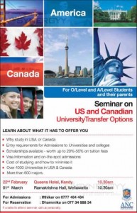 Seminar on USA and Canada University Transfer Options – 22nd at Kandy ...
