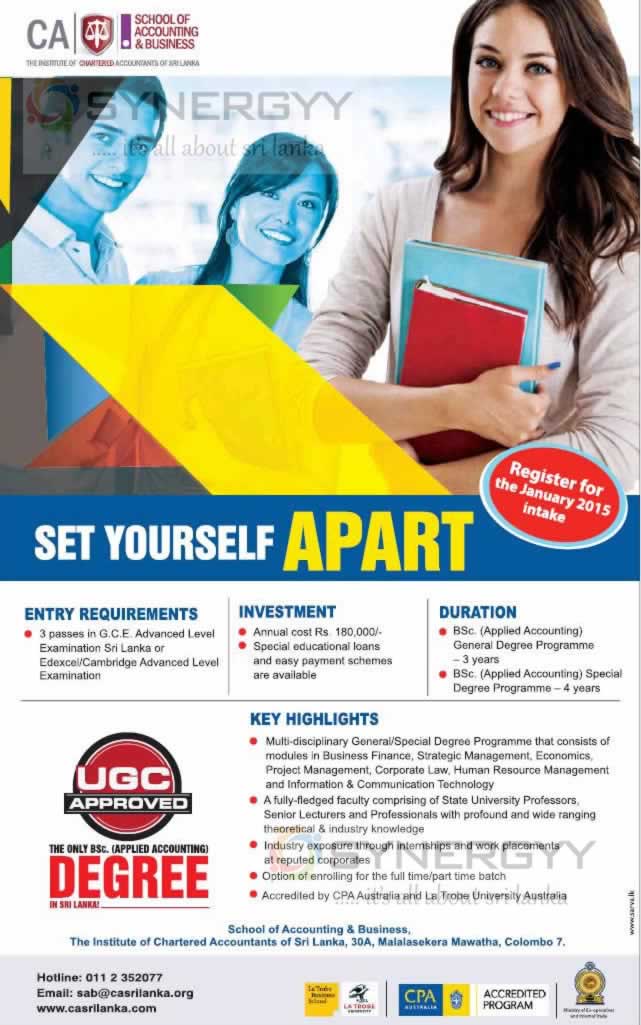 B Sc Applied Accounting Degree Programme from – ICASL – Application ...