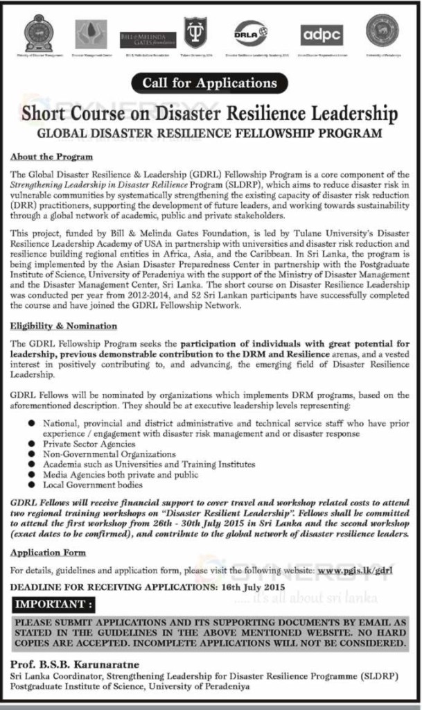 Short Course on Disaster Resilience Leadership – Global Disaster ...