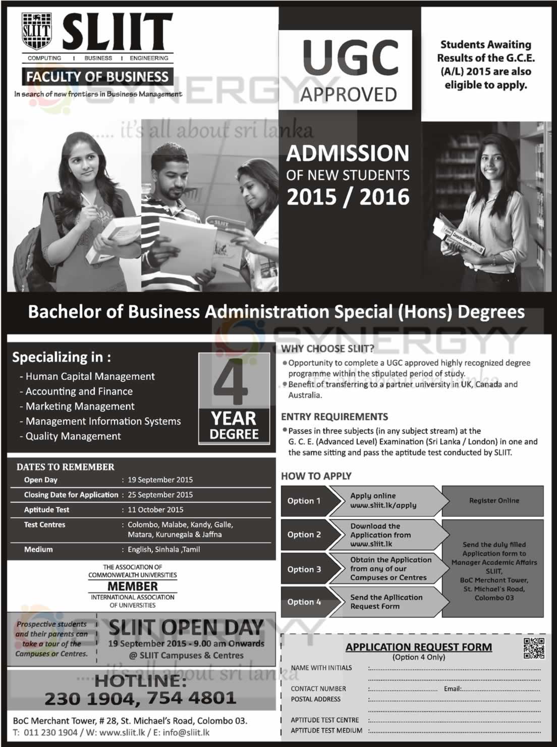 SLIIT-BBA Special (Hons) Degree – Application Calls Now – Education ...