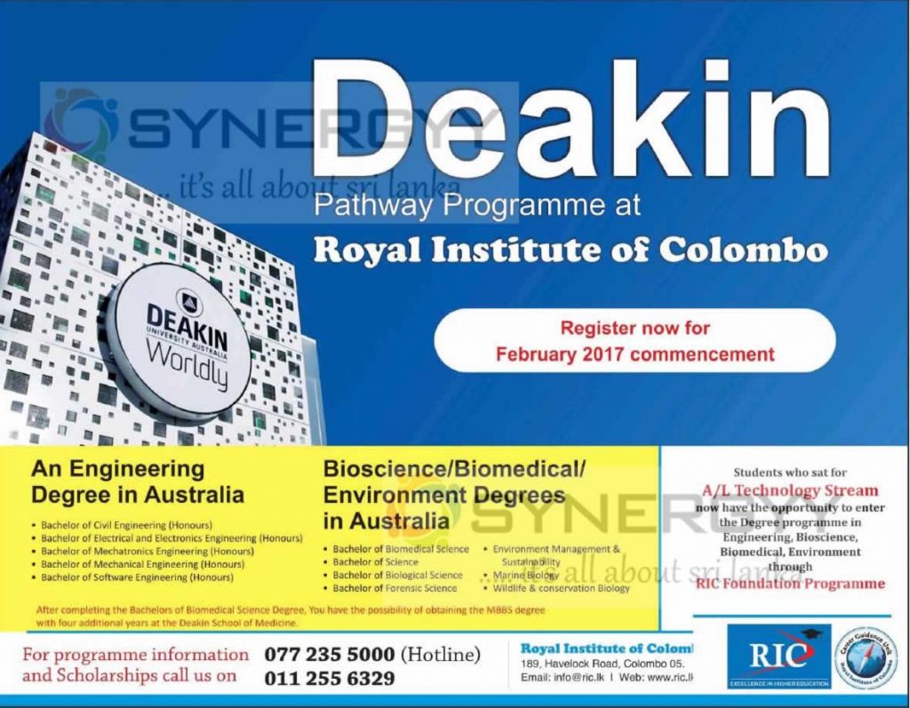 Deakin University Australia – Degree Programme in Sri Lanka with Royal ...