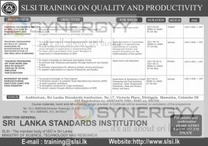 SLSI Training on Quality and Productivity – Application calls now ...